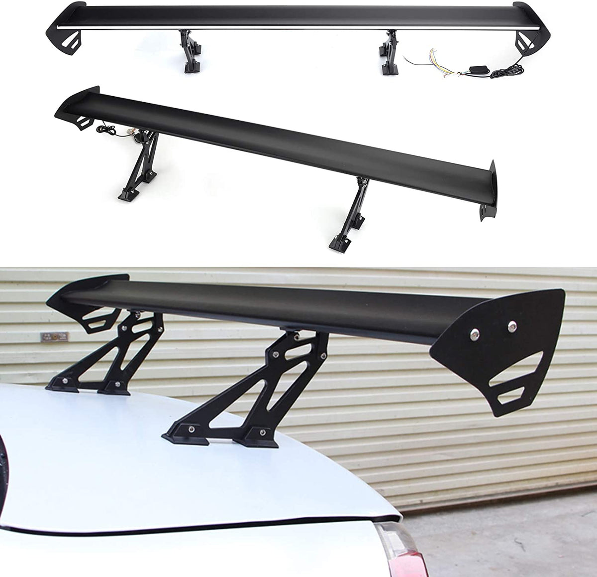 High Quality Universal LED Glossy Black Trunk Spoiler Body Kit for all ...