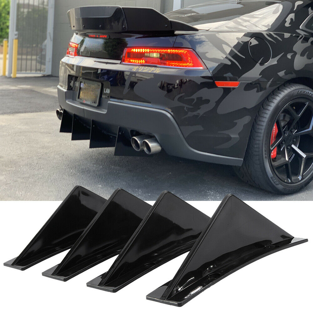 Universal 4pcs Rear Bumper Diffuser Shark Fin Spoiler Lip Splitter Glo ...