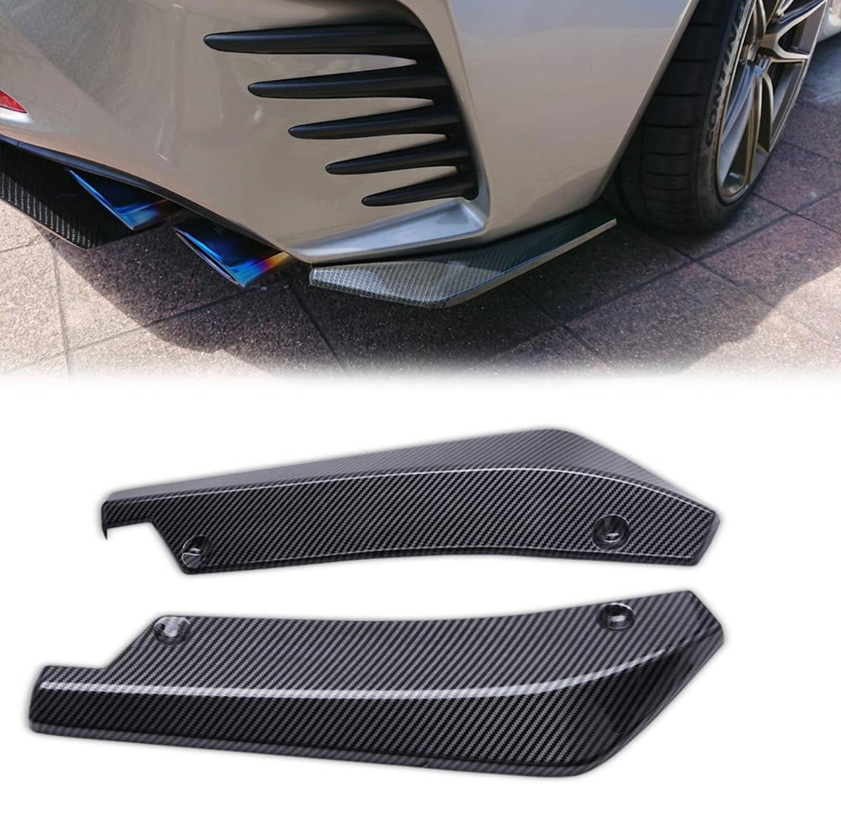 Universal Car Diffuser Rear Bumper Lip Splitters Fins Spoiler Canards ...