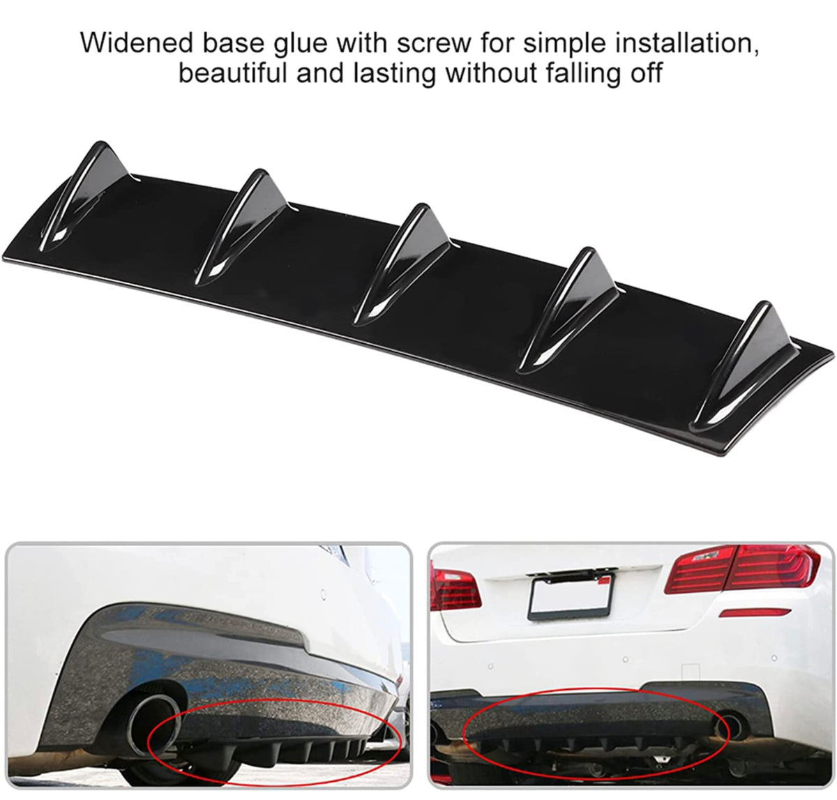 Universal Shark Fin Diffuser, Car Rear Bumper Chassis Shark Fin Spoil ...