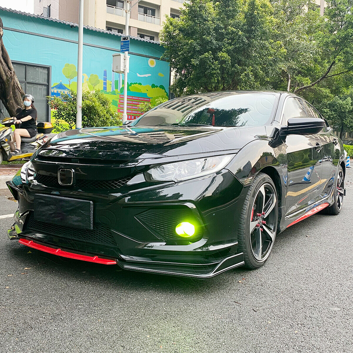 4 Piece Universal Car Front Bumper Lip Chin Body Kit For All Sedan Car ...